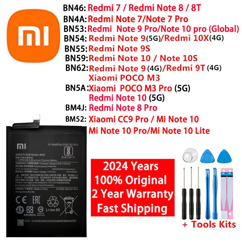Bater-a-Original-BM52-BM4J-BN53-BN55-BN59-BN62-para-Xiaomi-Redmi-Mi ...