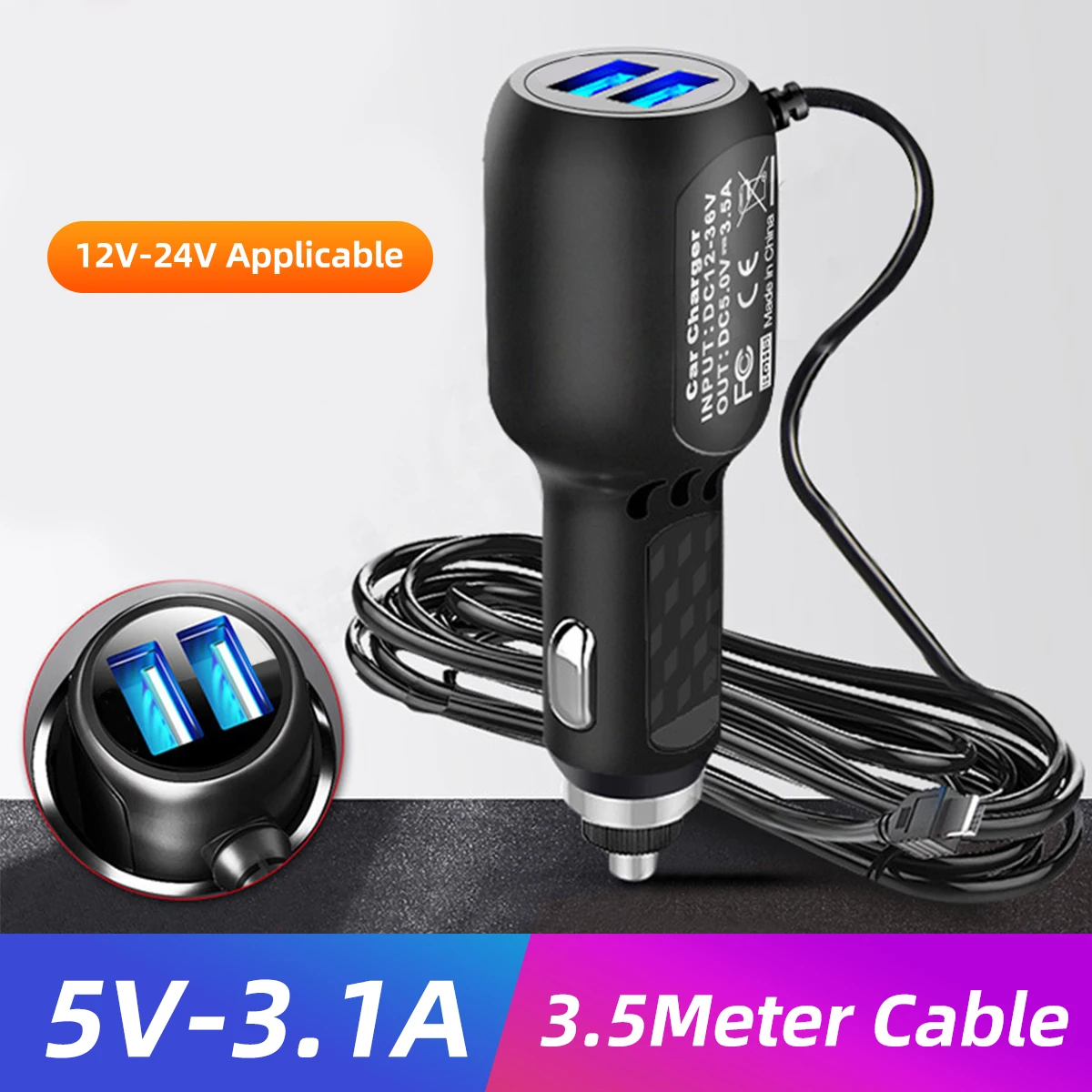 Mini-Micro-USB-Car-Charger-5V-2-USB-Ports-for-DVR-Vehicle-Charging-with ...