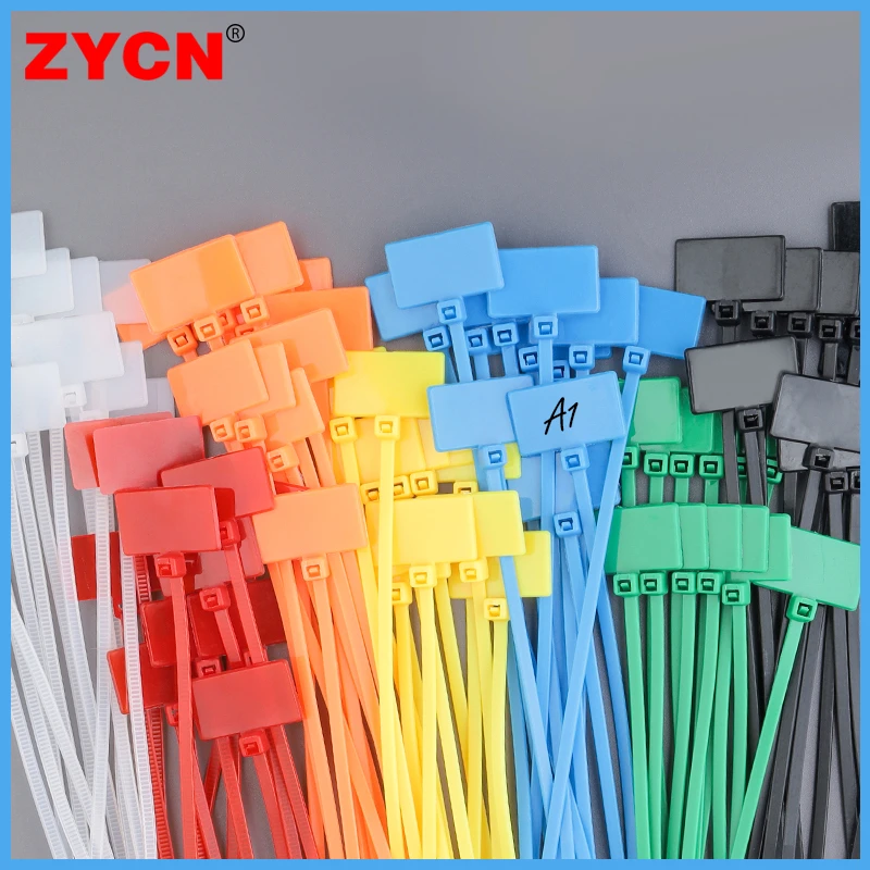 100PCS Easy Mark Plastic Nylon Cable Ties Tag Labels Waterproof Self ...