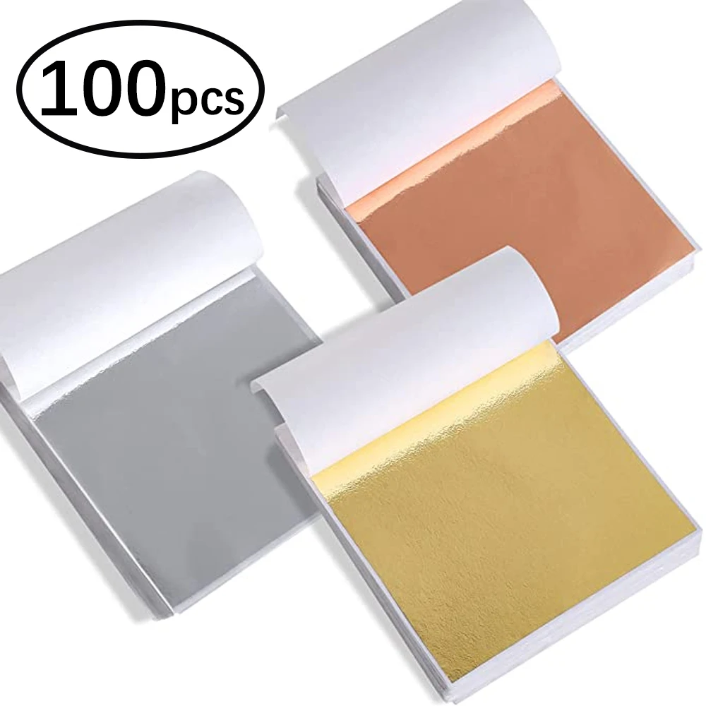 100pcs Imitation Gold Sliver Copper Foil Paper DIY Resin Candle Plaster ...