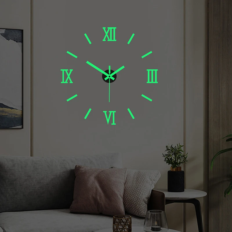 3D-Luminous-Wall-Clock-Frameless-Acrylic-DIY-Digital-Clock-Wall ...
