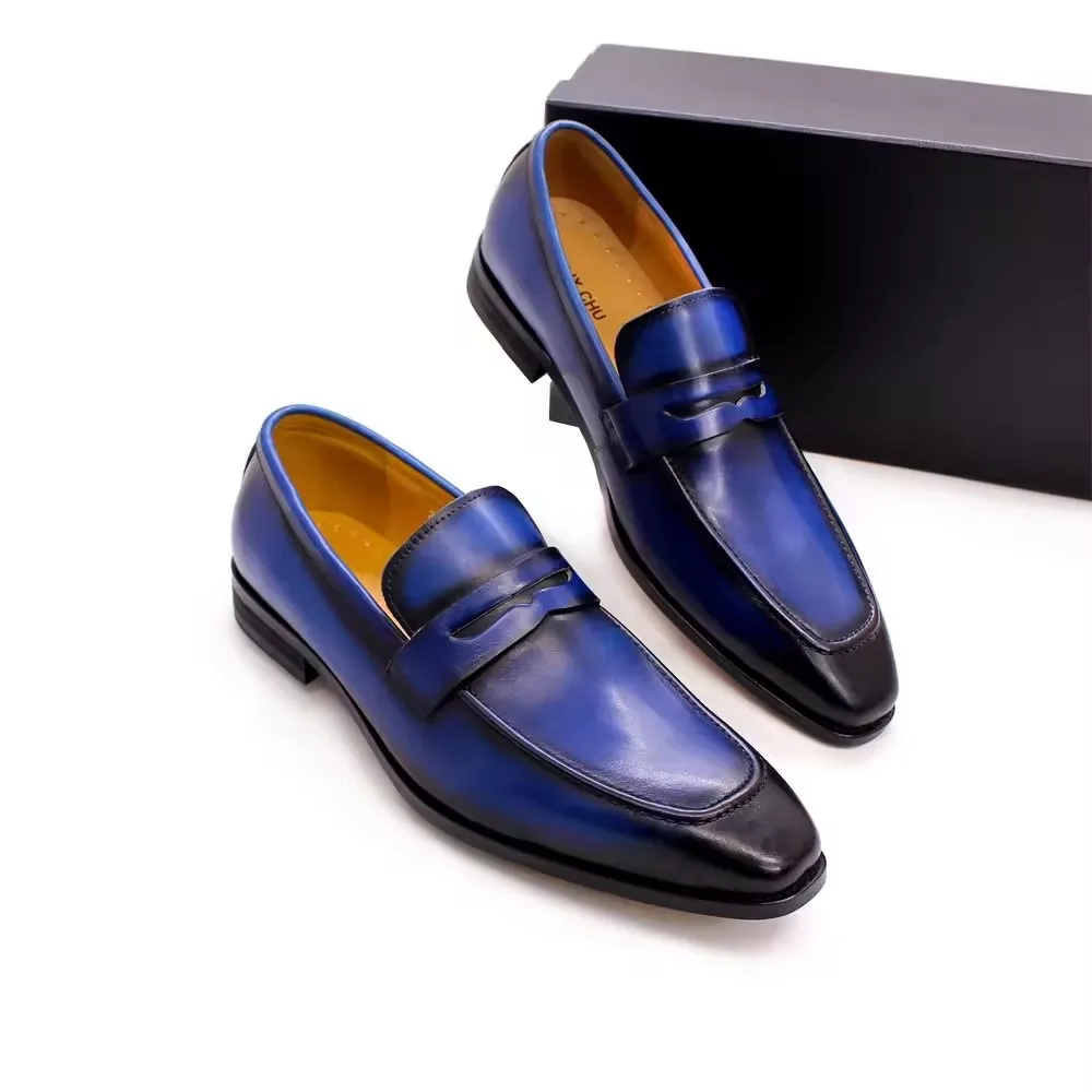 European-and-American-Penny-Loafers-Men-Genuine-Leather-Lining-Handmade ...