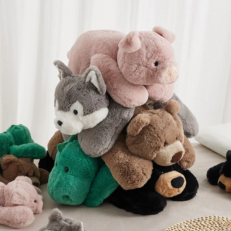 25cm Animal Plush Doll For Infant Funny Cartoon Bear Husk Pig Dinosaur ...