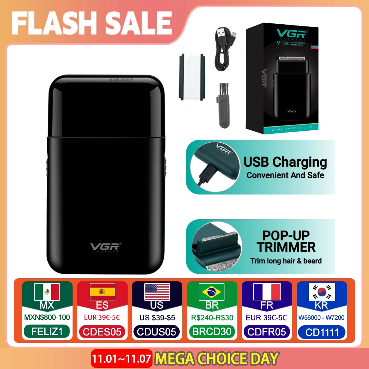 VGR-Electric-Shaver-Professional-Beard-Trimmer-Razor-Portable-Mini-Shaver-Reciprocating-Shaving ...