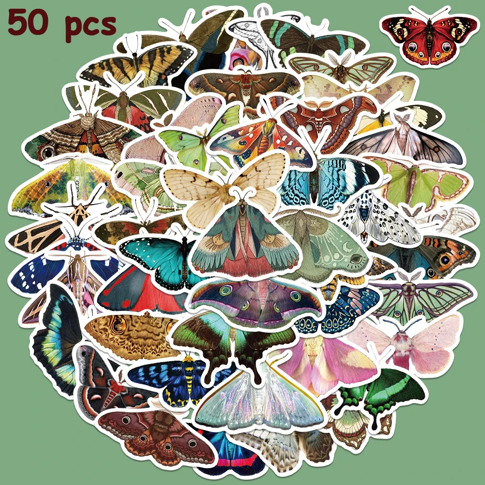 50pcs Retro Moth Aesthetics Stickers Vintage Cartoon Graffiti Decals ...