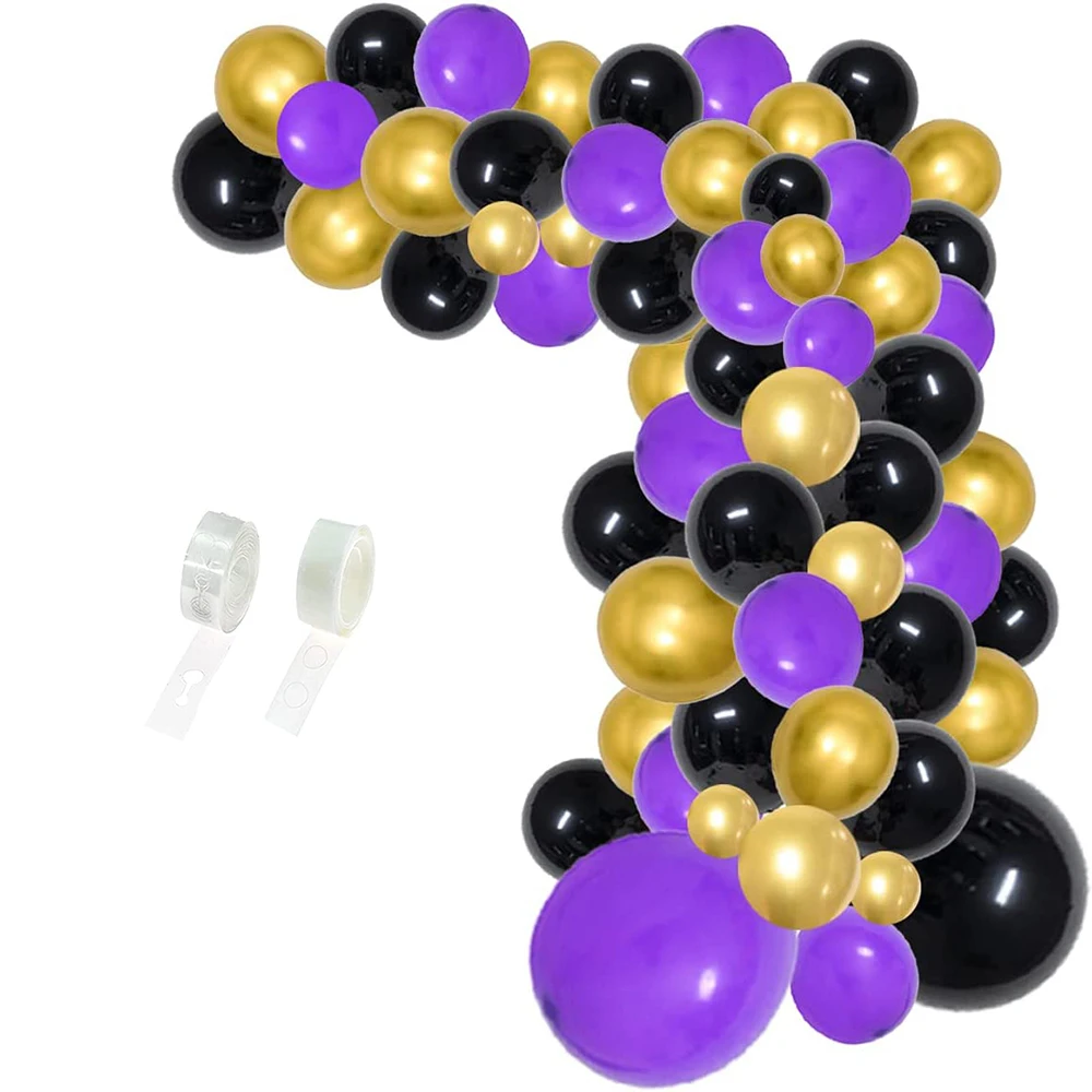 1Set-Purple-Black-Metallic-Gold-Balloons-Arch-Kit-Halloween-Party ...