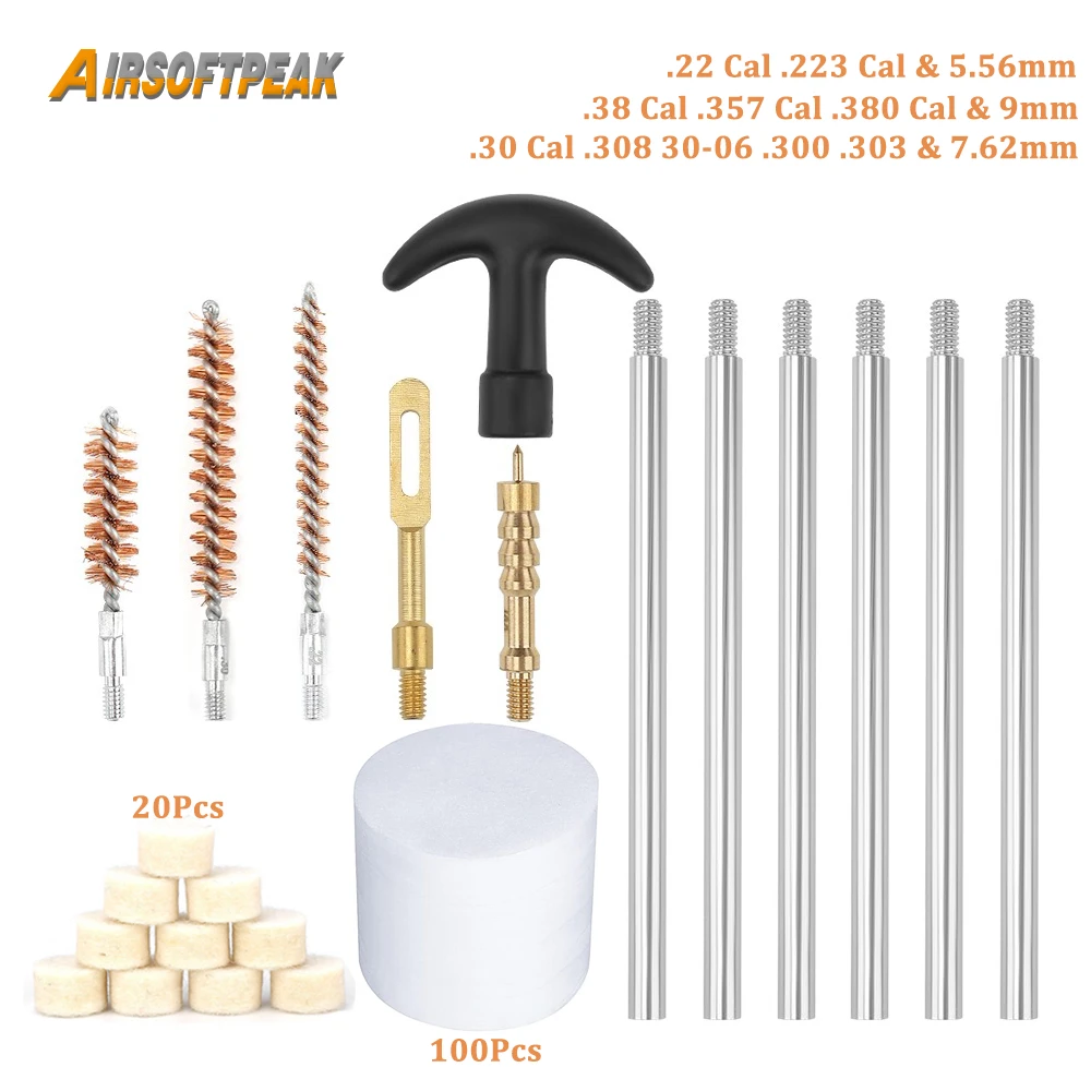 12Pcs/Set Tactical Weapon Gun Cleaning Kits for .22/.30/.38 Cal 9mm ...