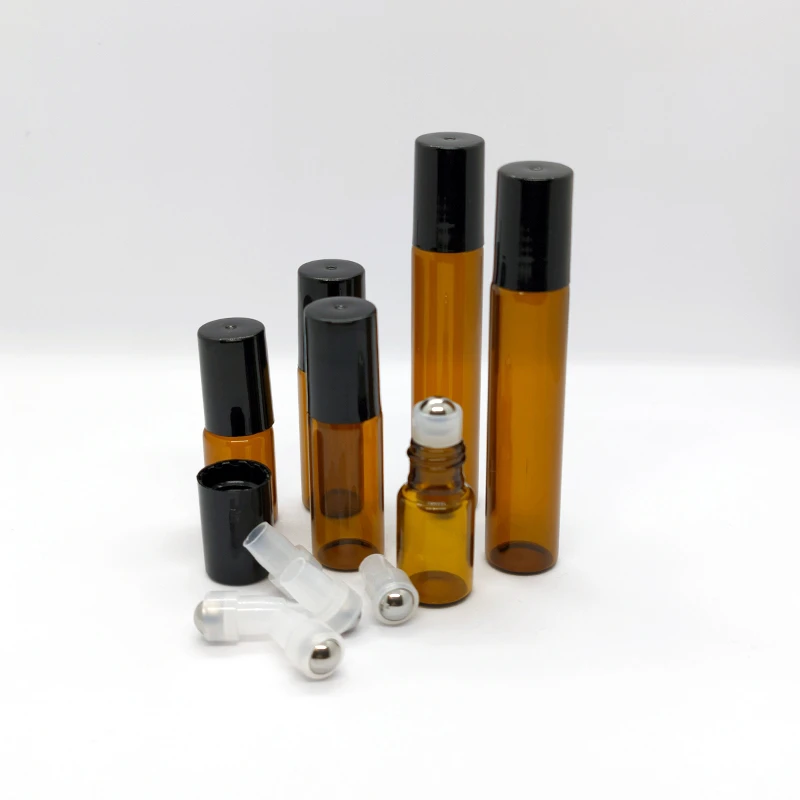 100pcs 3ml 5ml 10ml Glass Roll on Bottle Oil Vials with Roller Metal ...