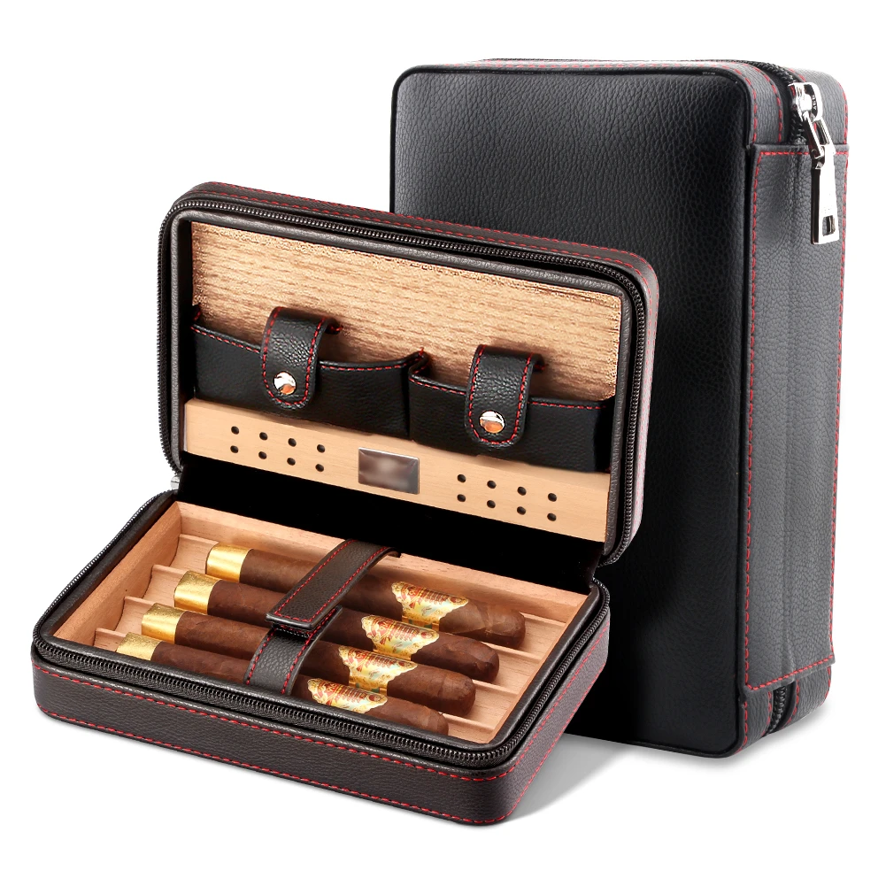 GALINER Cigar Humidor Case Charuto Cedar Wood Leather Travel Humidor ...