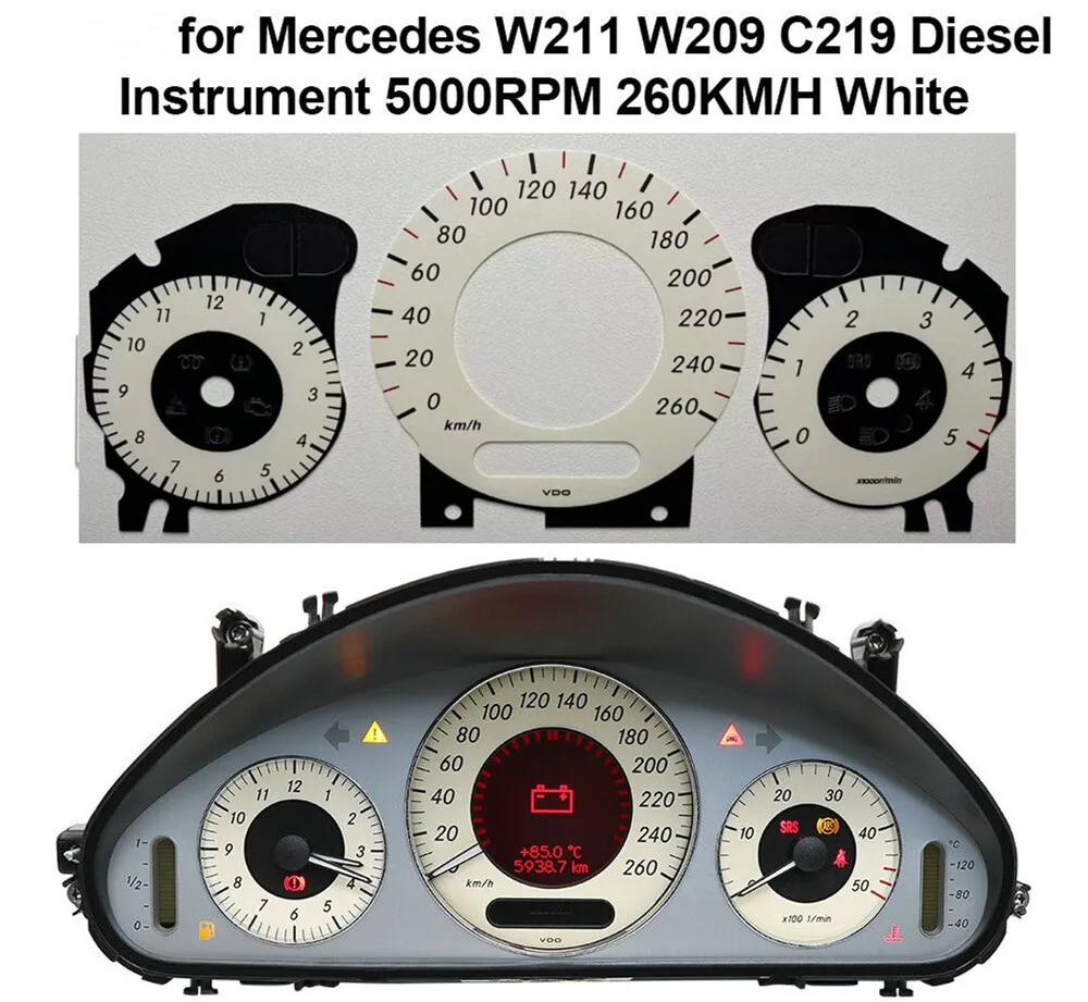 Gauge-Face-for-Mercedes-W211-Diesel-Instrument-Overlay-Dials-260KM-H ...