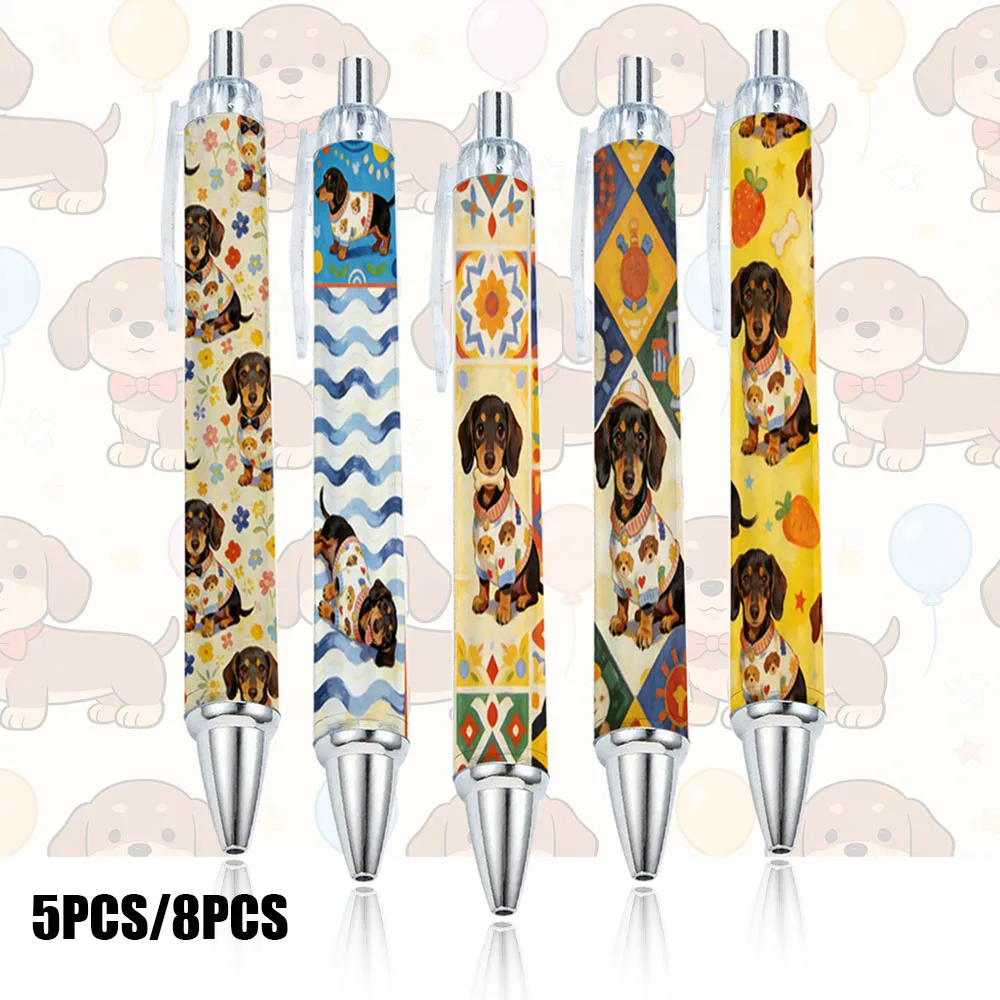 5PCS/8PCS Sausage Dog Retro Theme Ballpoint Pens Office Portable ...