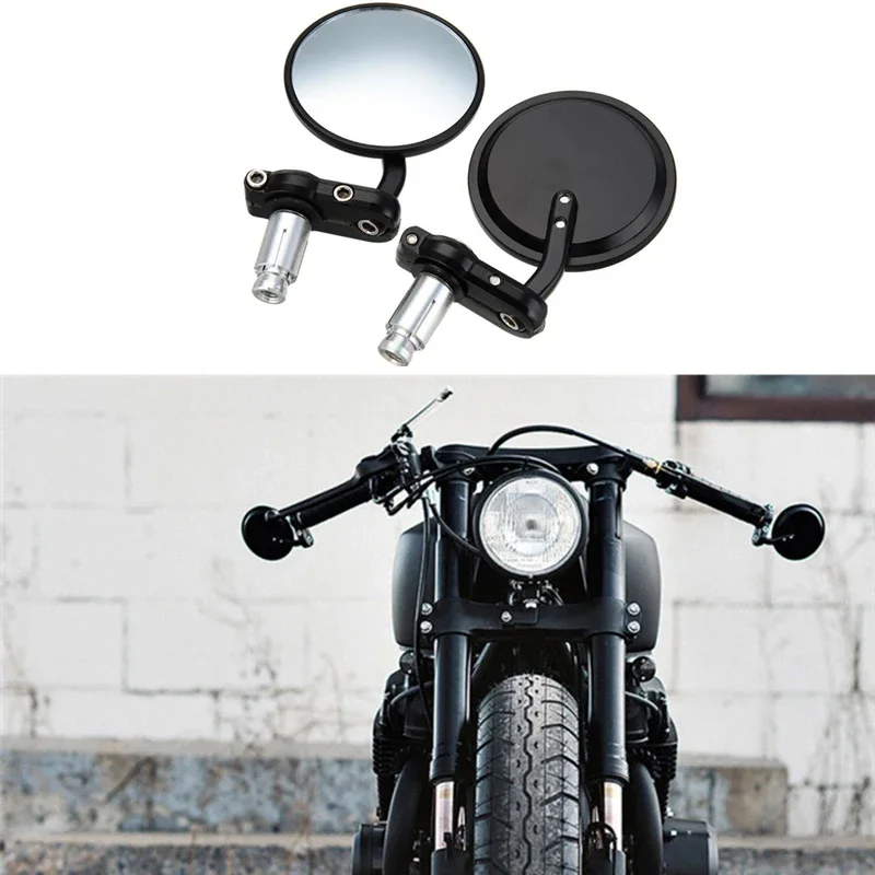 1-Pair-7-8-Universal-Motorcycle-Rear-View-Mirrors-Round-Handle-Bar-End ...