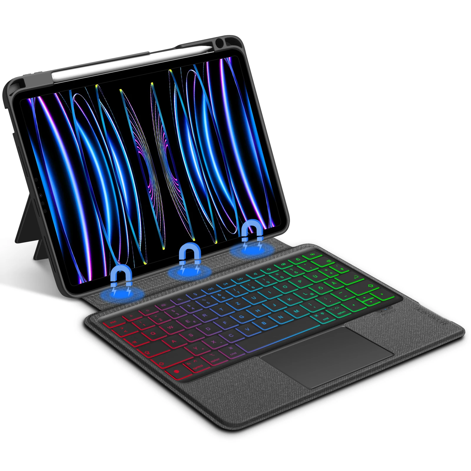 GOOJODOQ 매직 키보드 케이스, 마그네틱 분리형 RGB 커버, iPad Pro 11 Air 5 4 6 - 티몬