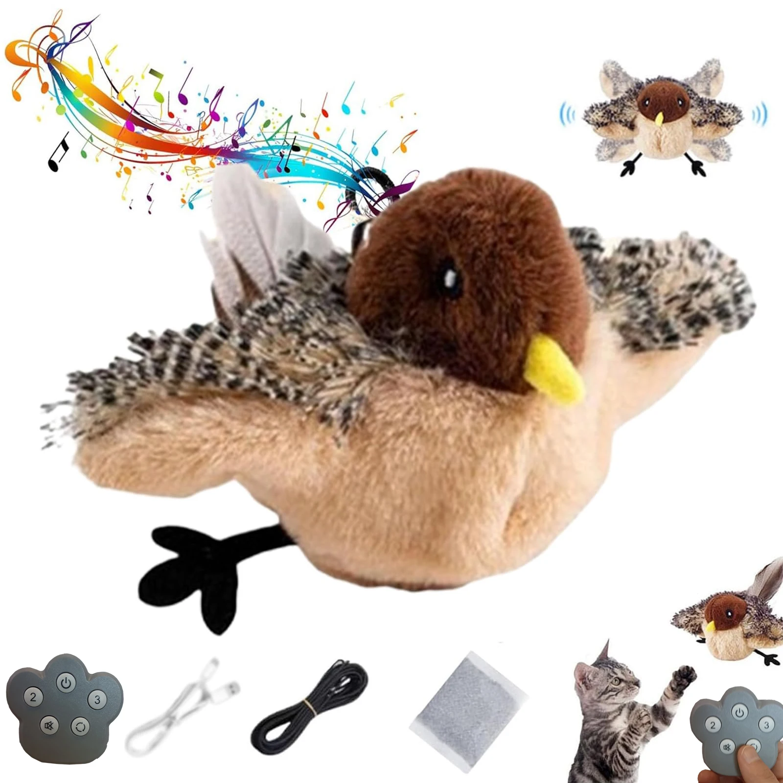 Remote Control Rechargeable Flappy Bird Cat Toy Interactive Flapping ...