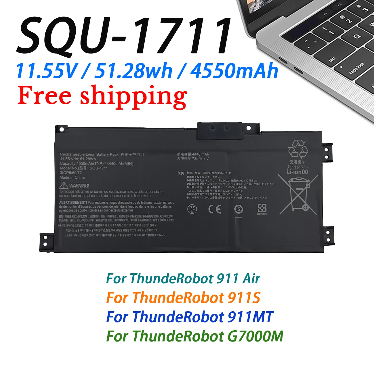 SQU-1711-SQU-1718-11-55V-51-28WH-4550mAh-Laptop-Battery-For-ThundeRobot ...