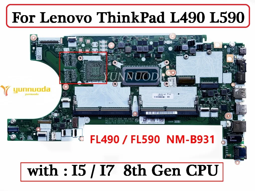 NM-B931 Original Motherboard for Lenovo ThinkPad L490 L590 Laptop ...
