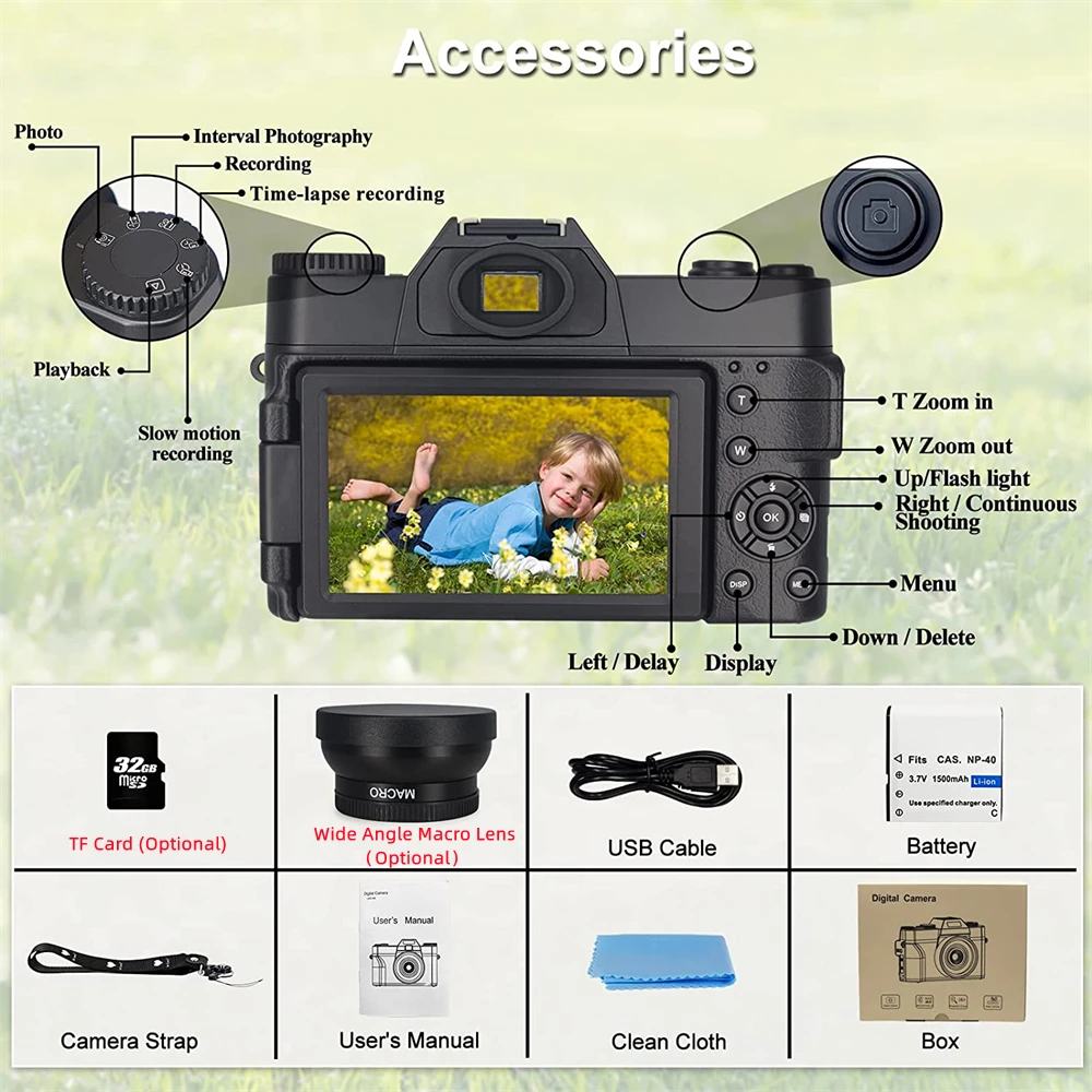 Uniquement caméra standard-Caméscope Vlogging 4K UHD 48mp, caméra ...