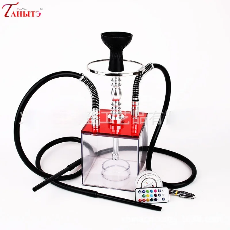 Double-Tube-Transparent-Arab-Led-Hookah-Shisha-Set-Popular-Square ...