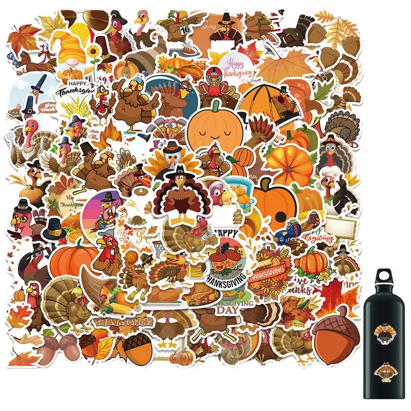 Happy Thanksgiving Stickers 100 Pcs Thanksgiving Window Decals Cute ...