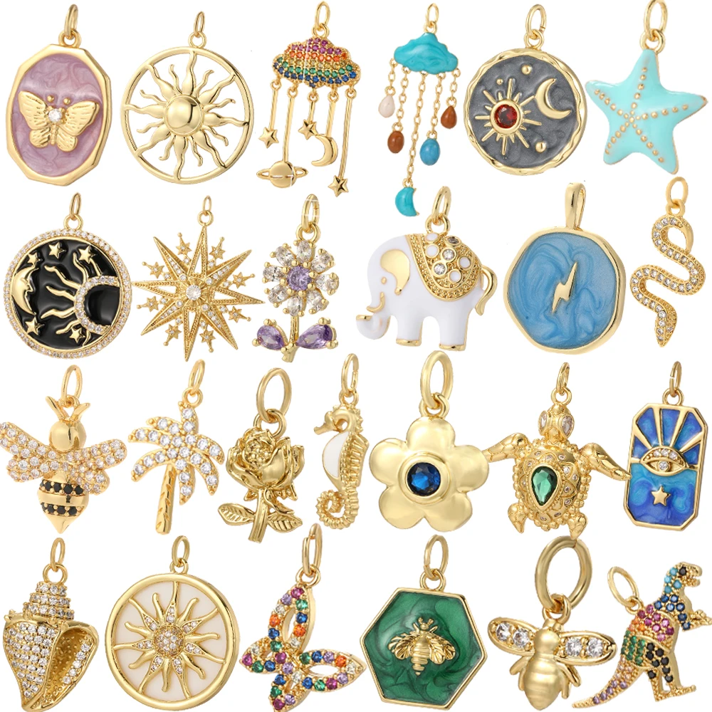 Cute-Bee-Butterfly-Flower-Necklace-for-Women-Elephant-Sun-Moon-Collars ...