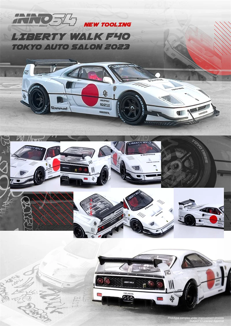INNO White Diecast Model Car, LBWK F40 Tokyo Auto Salon, Pré-encomenda ...