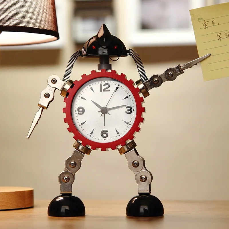 Metal-robot-student-cartoon-children-s-silent-alarm-clock-creative-cute ...