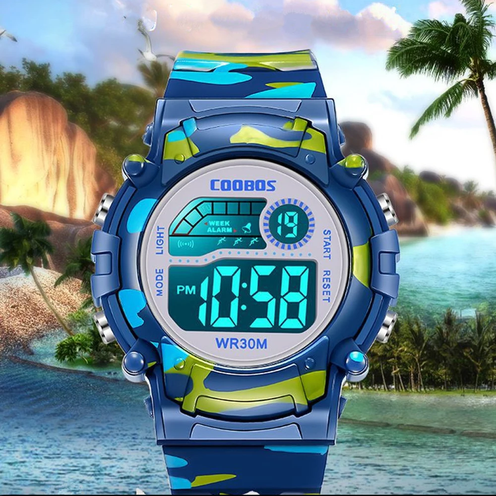 Camouflage-Military-Kids-Sport-Watches-Waterproof-Electronic-Wristwatch ...