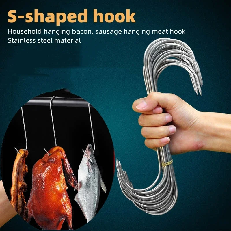 Meat-Hook-Bacon-Hooks-Stainless-Steel-Bacon-Sausage-S-shaped-Hook-13-15 ...