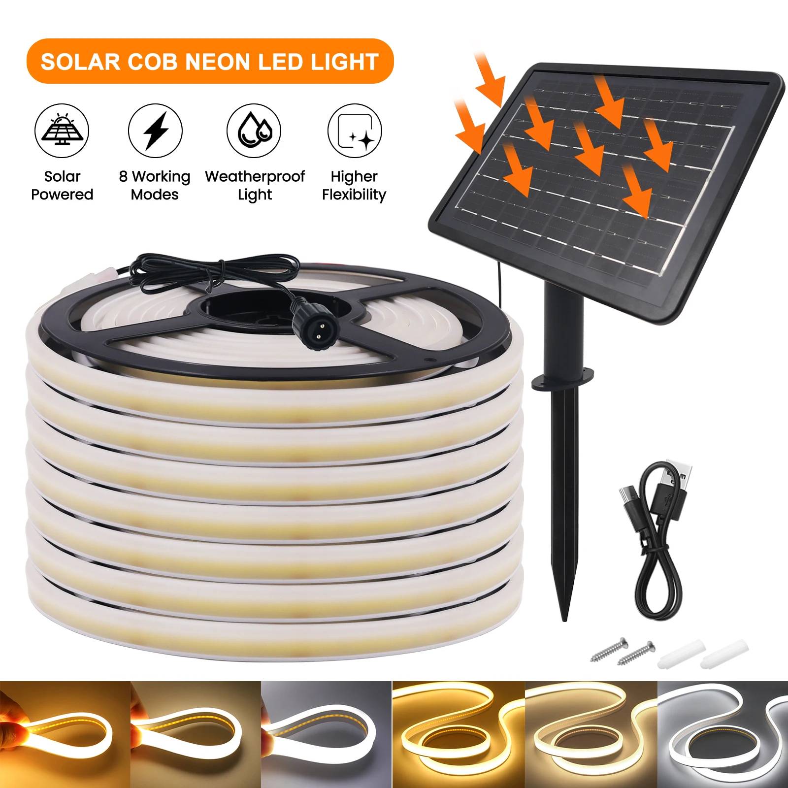 Solar LED Outdoor Lighting COB Neon Strip 24V 320LEDs/m Double-Sided ...