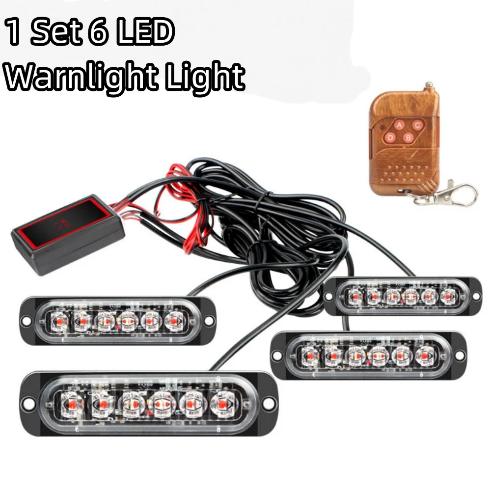4X-6-LED-Remote-Emergency-Warning-Lamp-12V-Wireless-Control-Strobe ...