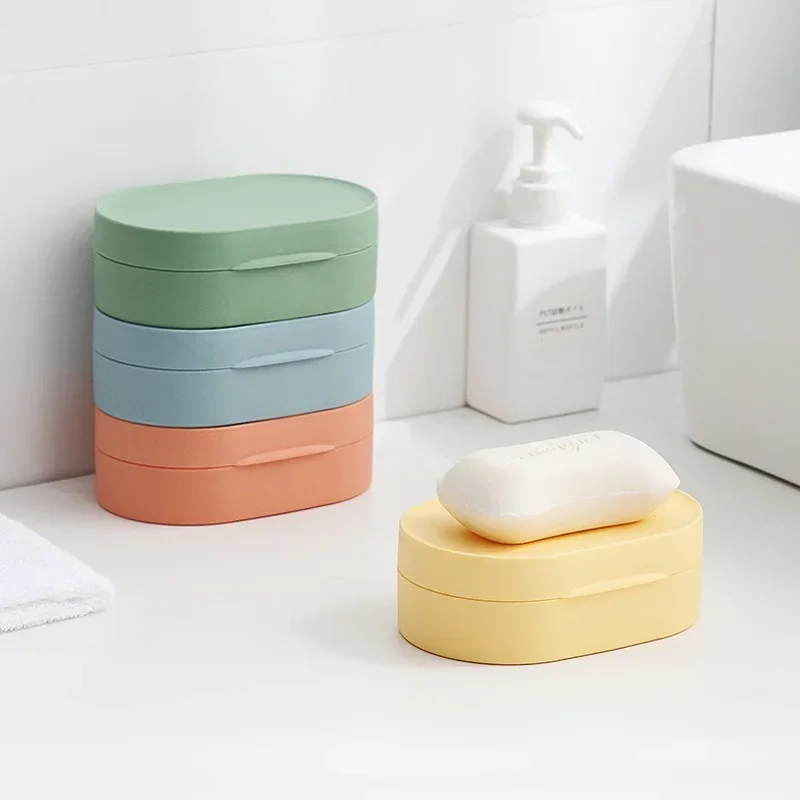 1pc-Soap-Box-Portable-Oval-With-Cover-Soap-Holder-Waterproof-Soap ...