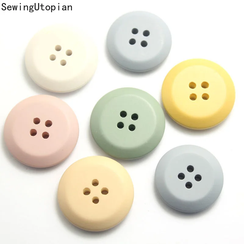 20PCS 4-Holes Button Double-sided Inverted Edge Plane Resin Spray ...