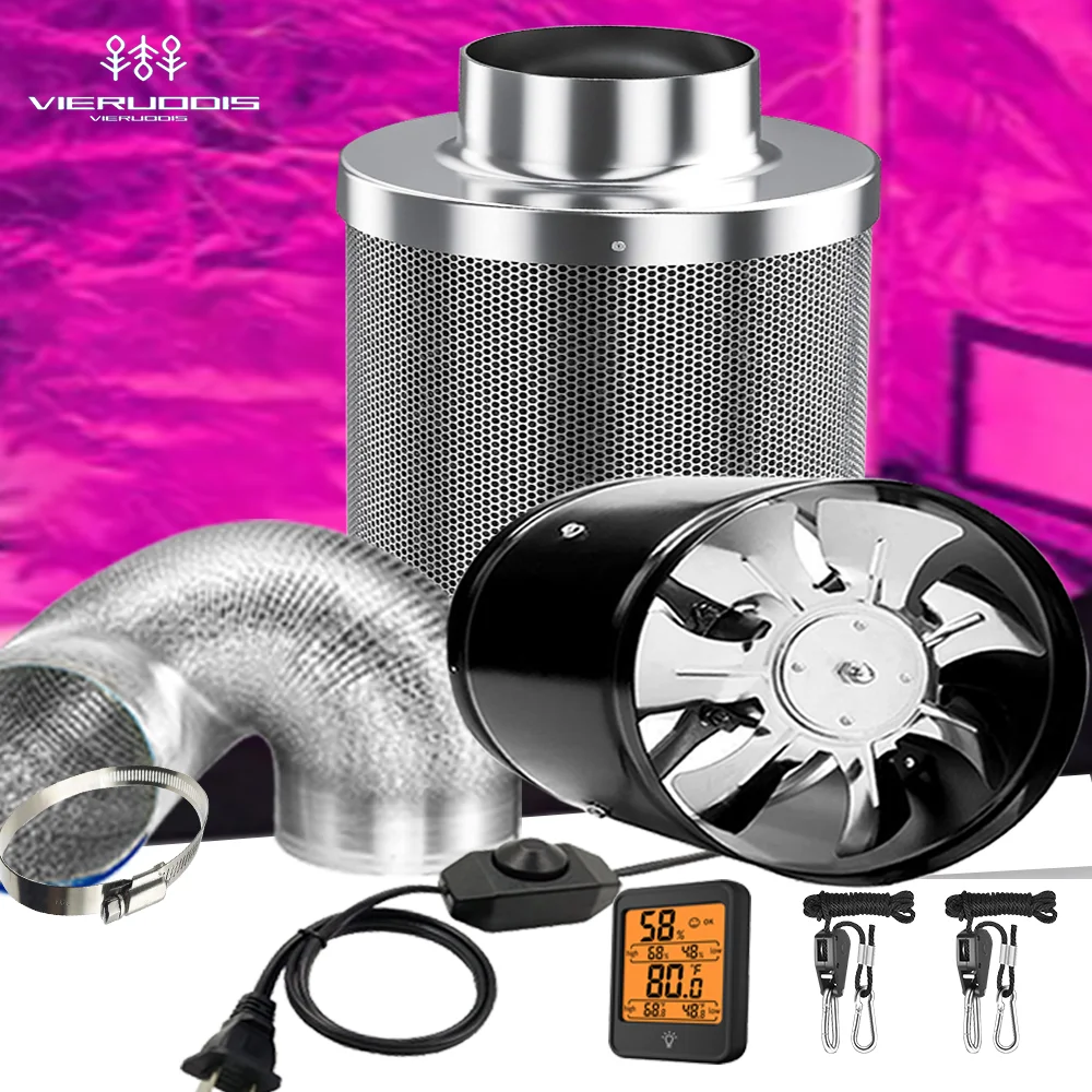 4/6/8 inch Adjustable speed centrifugal fan kit for grow tent activated ...