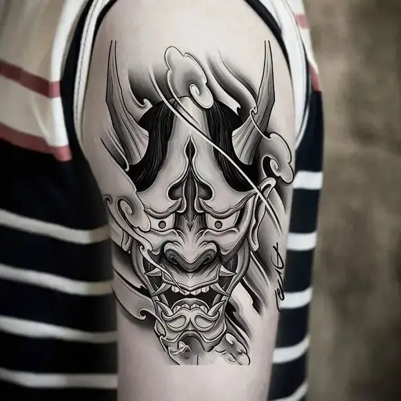 Evil Samurai Mask Tattoo