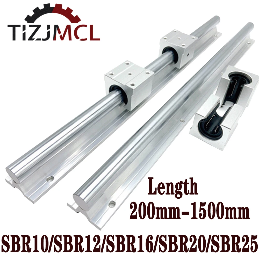 2PCS-SBR12-SBR16-SBR20-SBR10-SBR25-Rel-Panduan-Linier-200-500-1000 ...