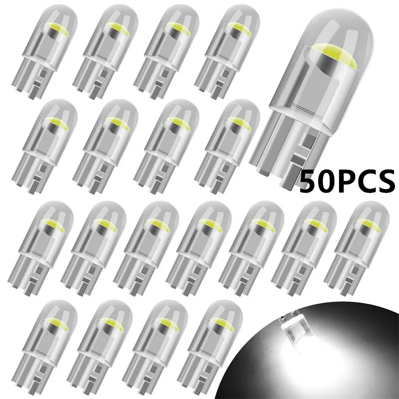5/10/20/50PCS T10 DC 12V Car LED Light Canbus Glass COB 6000k Reading ...