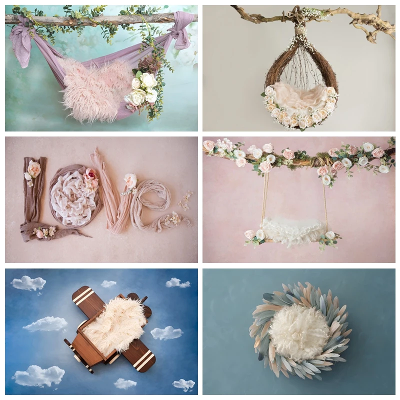 Newborn Photo Backdrop Photography Sweet Birthday Flowers Sleeping Baby ...