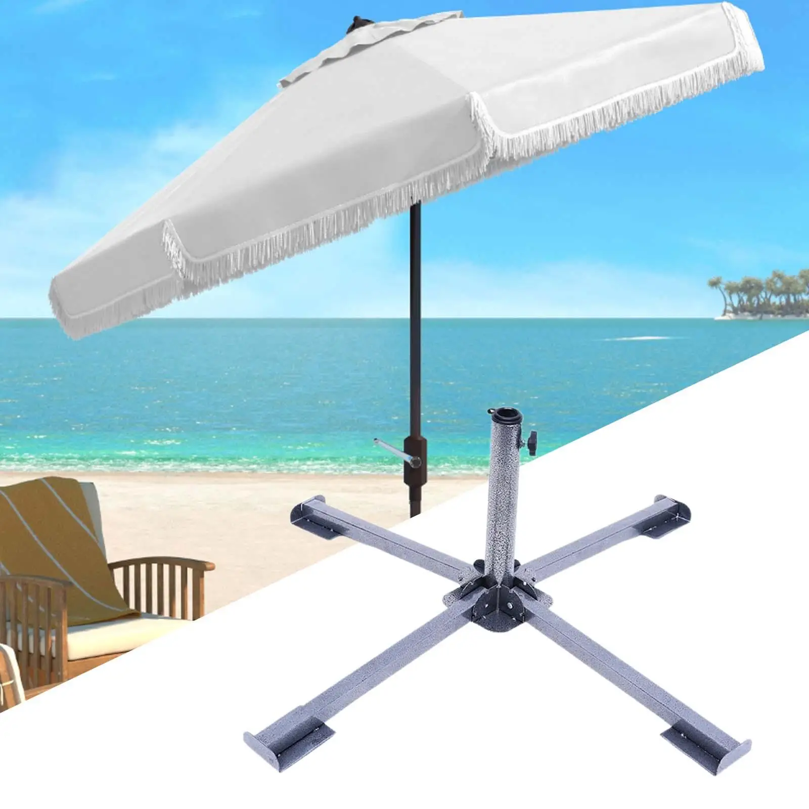 Parasol Stand Beach Umbrella Stand Adjustable Folding Parasol Base Sun ...
