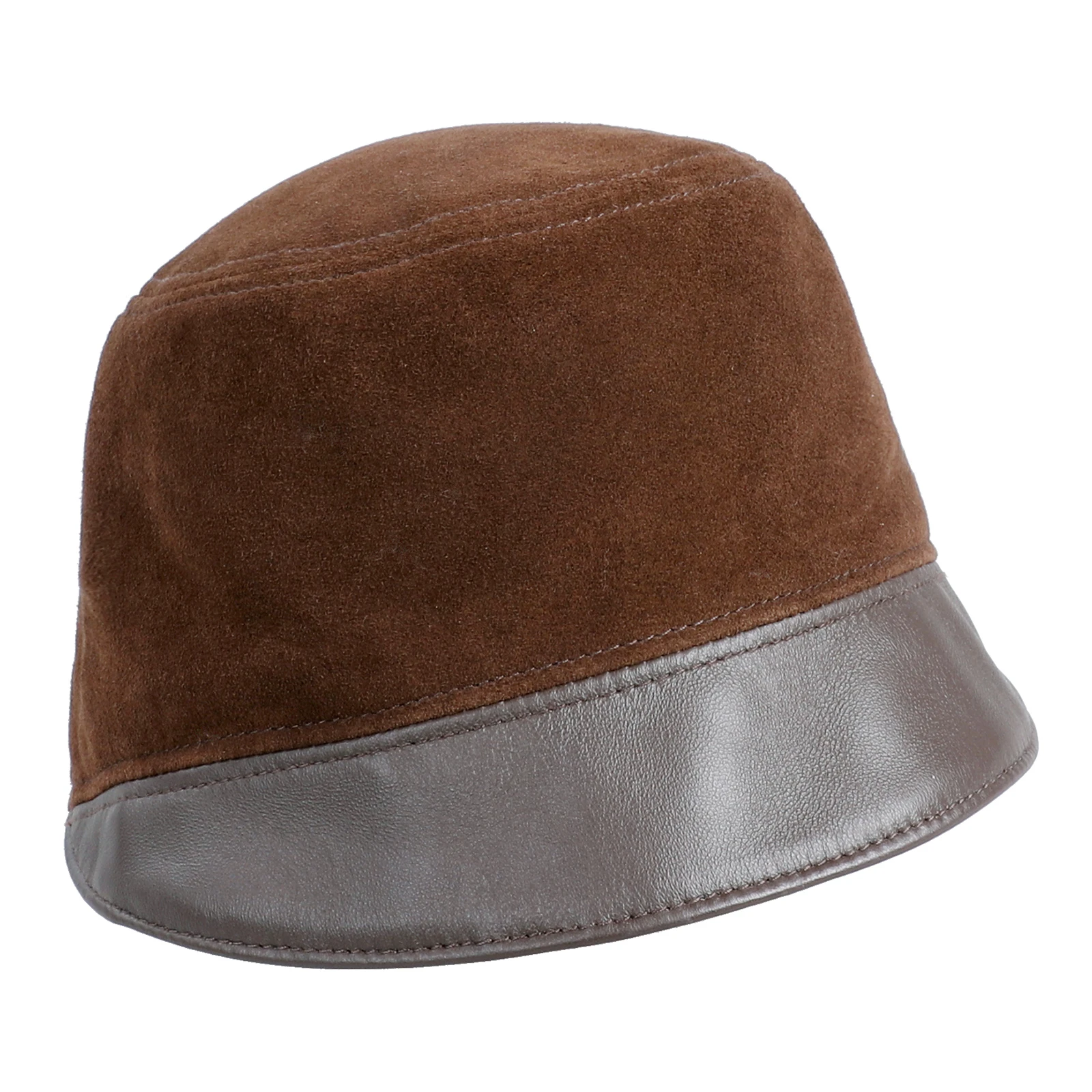 Genuine Suede Leather Bucket Hats for Women-Fashion Fishmen Real ...
