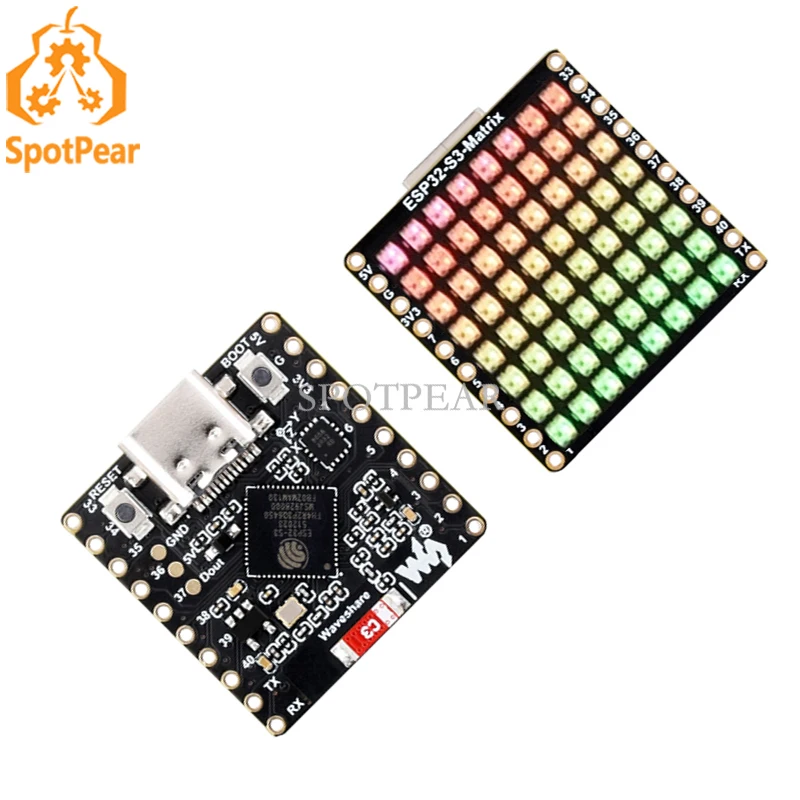 ESP32-S3-Matrix-8x8-RGB-LED-WiFi-Bluetooth-With-QST-Attitude-Gyro ...