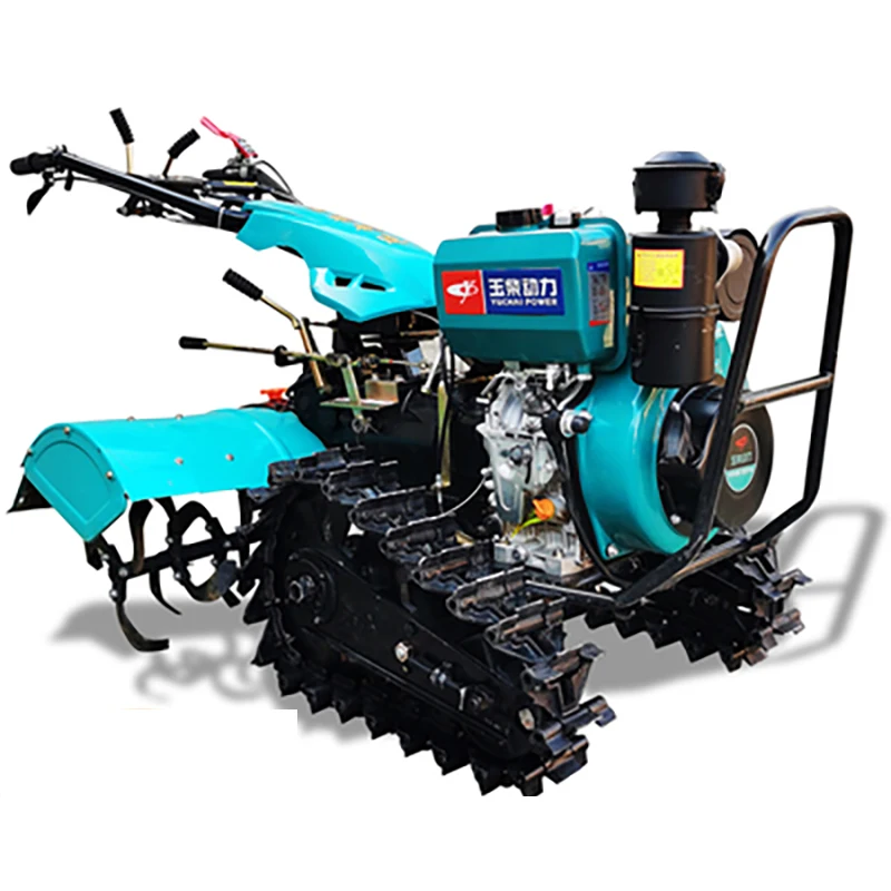 12HP-Four-wheel-drive-Micro-Tiller-double-chain-track-crawler-diesel ...