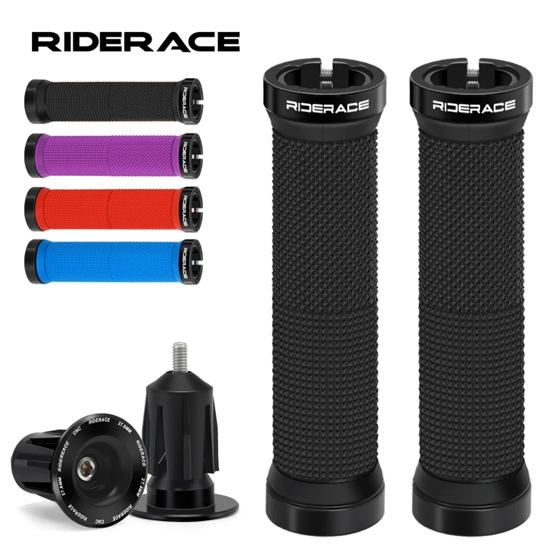 1Pair Bike Grip With End Cap Fixed Gear Lock-on Ring Mountain Bicycle ...