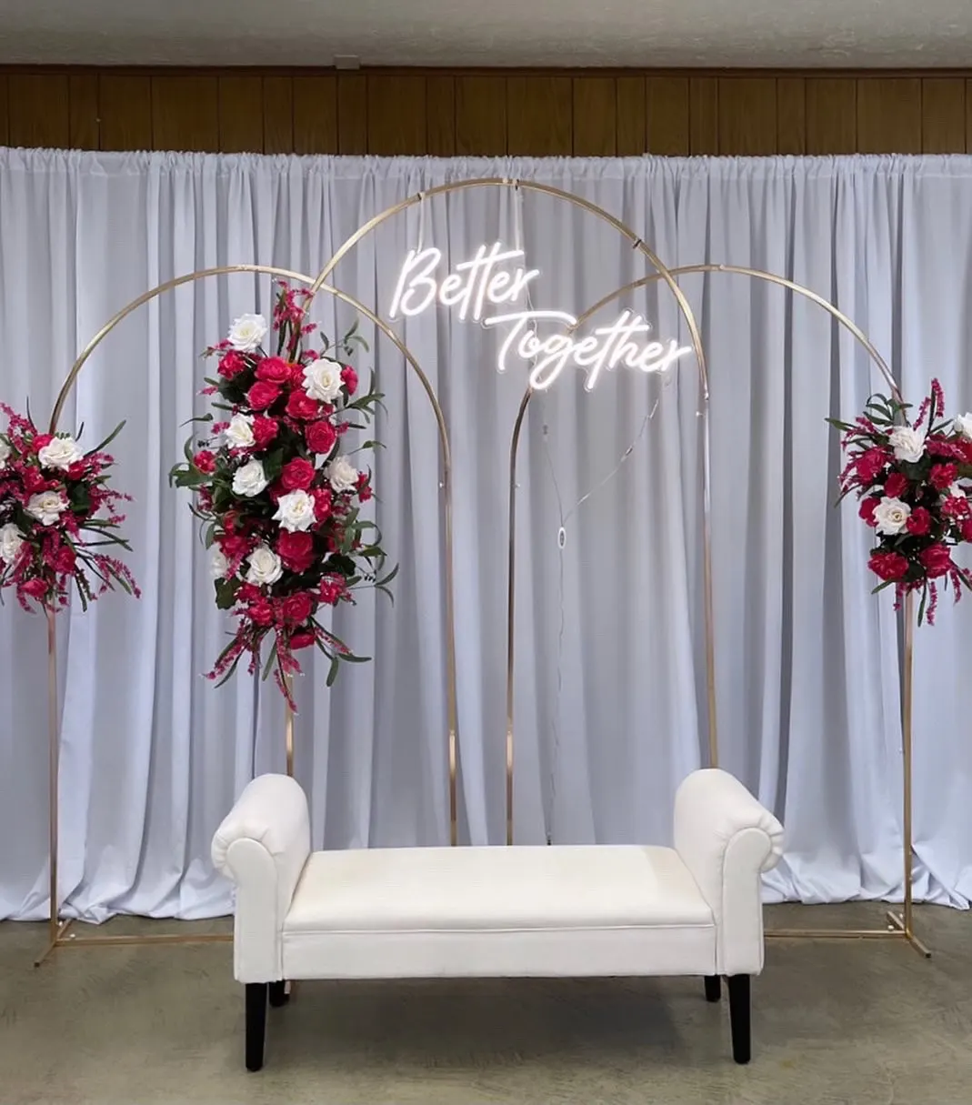 3pcs Outdoor Lawn Wedding Stage Welcome Backdrops Frame Flower Fabric ...