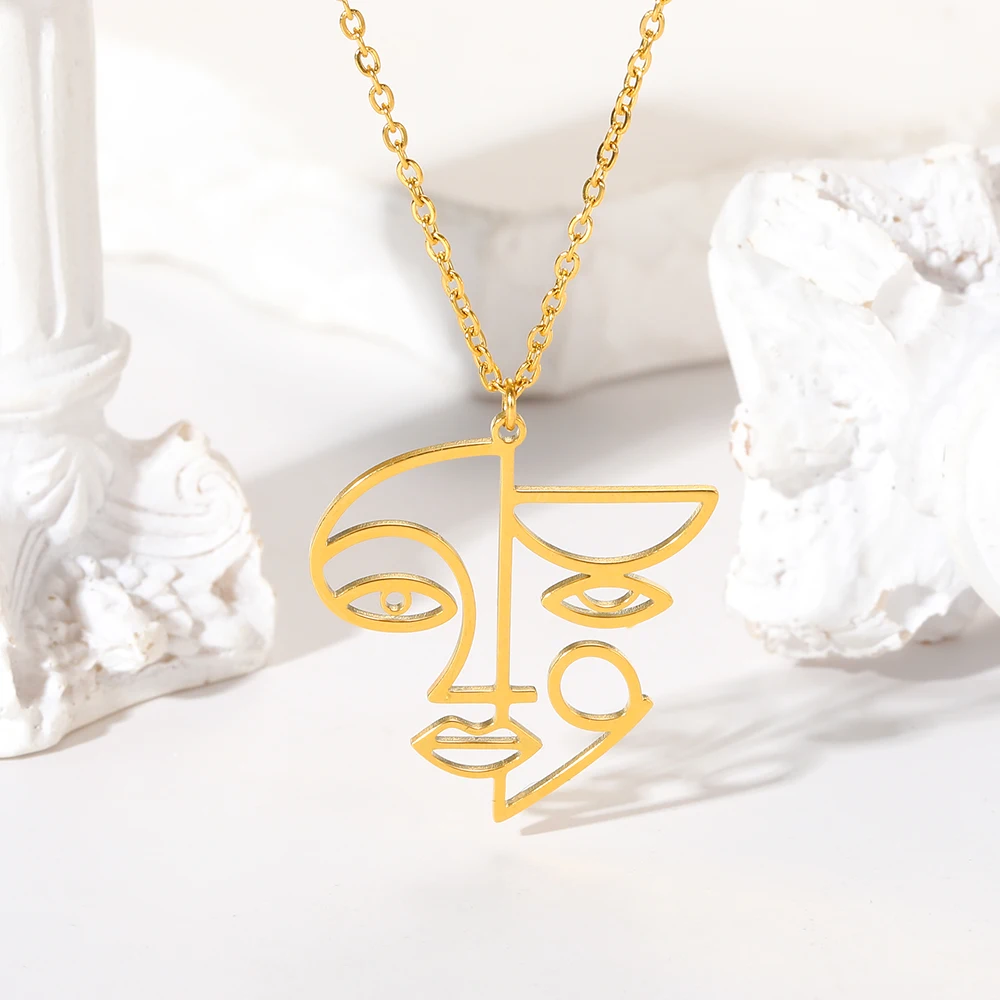 Picasso-Abstract-Face-Necklace-Hollow-Cubist-Face-Pendant-Necklace-For ...