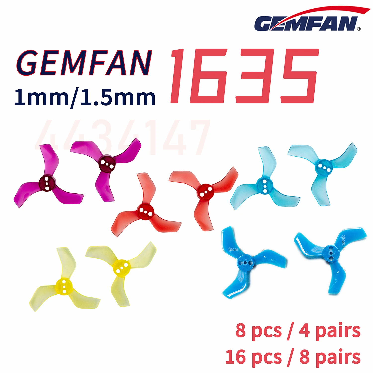 4Pairs-8PCS-Gemfan-1635-1-6X3-5X3-40mm-3-Blade-PC-Propeller-1mm-1-5mm ...