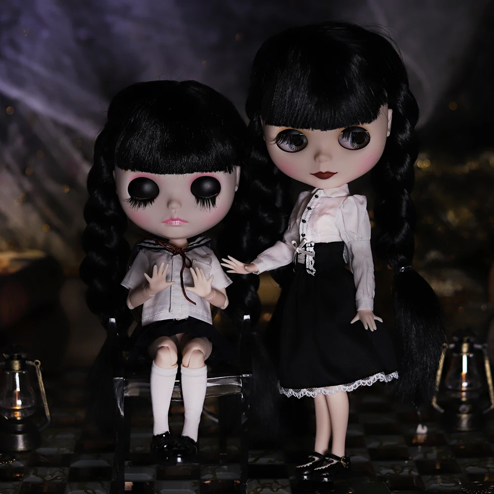 ICY-DBS-Blyth-Doll-1-6-Joint-Body-30cm-Black-Hair-Black-Eyelids-Long ...
