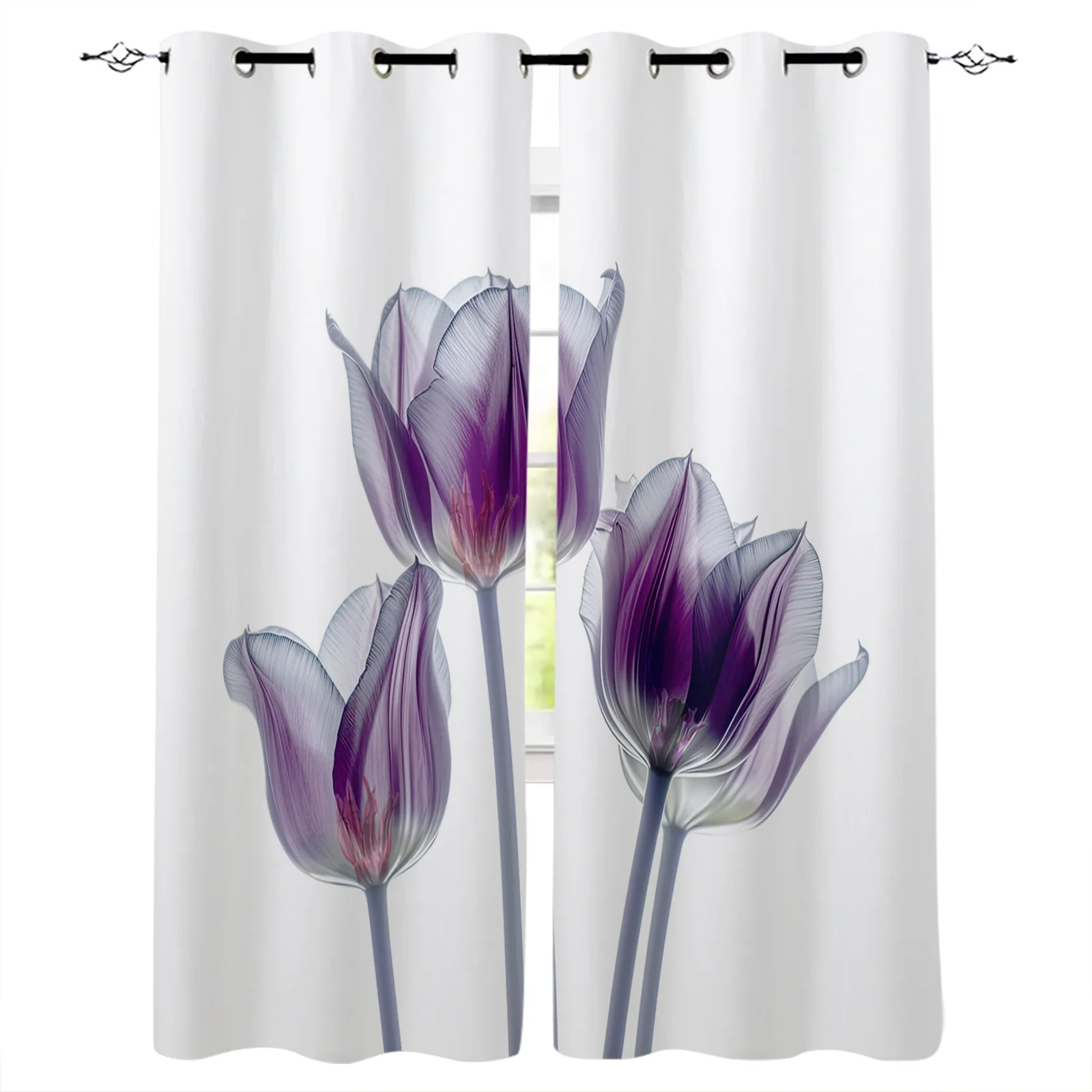 Flower-Tulip-Purple-Abstract-Curtains-for-Living-Room-Kids-Bedroom ...