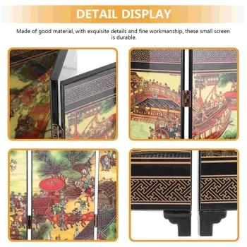 Mini Screen Antique Folding Screen Wall Divider Decor Chinese Style ...