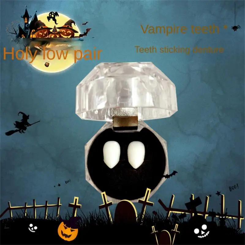 1-10Pairs-Adult-Vampire-False-Teeth-Transparent-Dentures-Fangs-Zombie ...