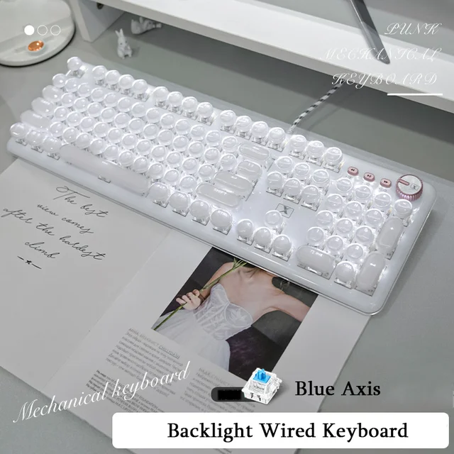 Transparent Gaming Mechanical Keyboard 104 Keys Crystal RGB Backlit ...